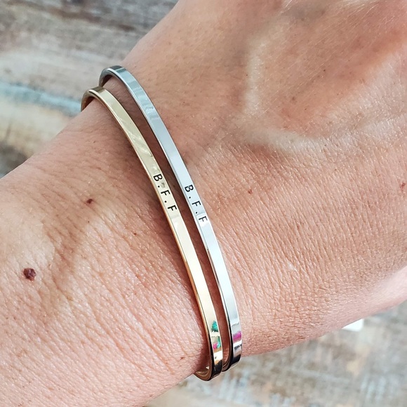 Jewelry | Gold Bff Stamped Bracelet | Poshmark